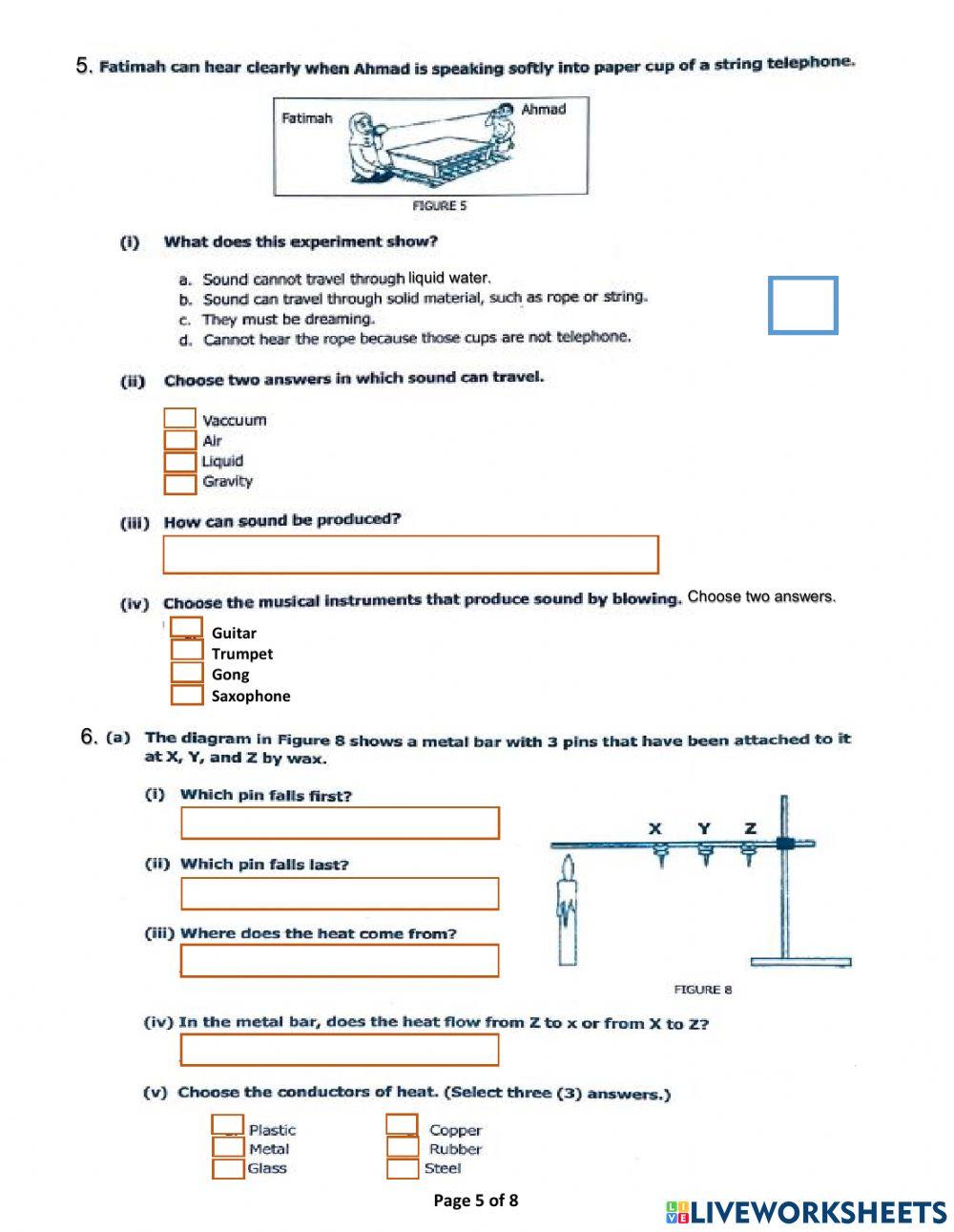 Science Holiday Homework Year 5 - Term 2 (2022) online exercise for ...