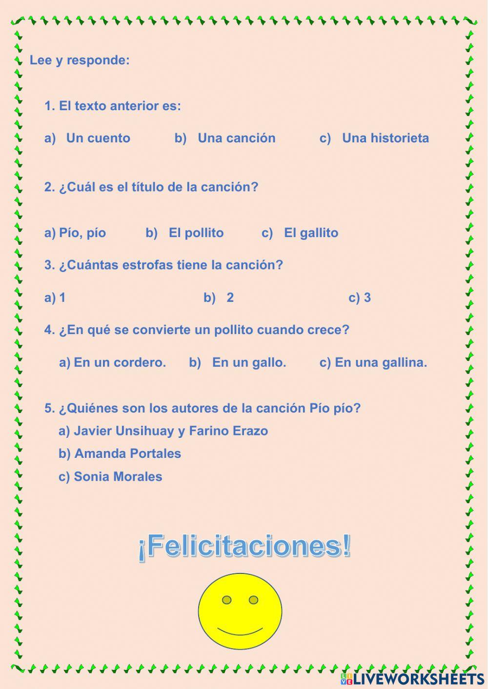 Pío. pío | Free Interactive Worksheets | 2127786