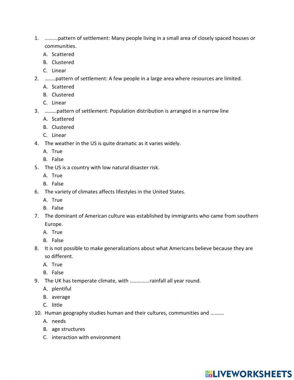 LSVMTG Wk3 online exercise for | Live Worksheets