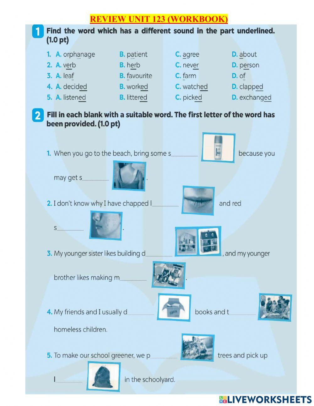 G7-review 1 unit 123 wb worksheet | Live Worksheets