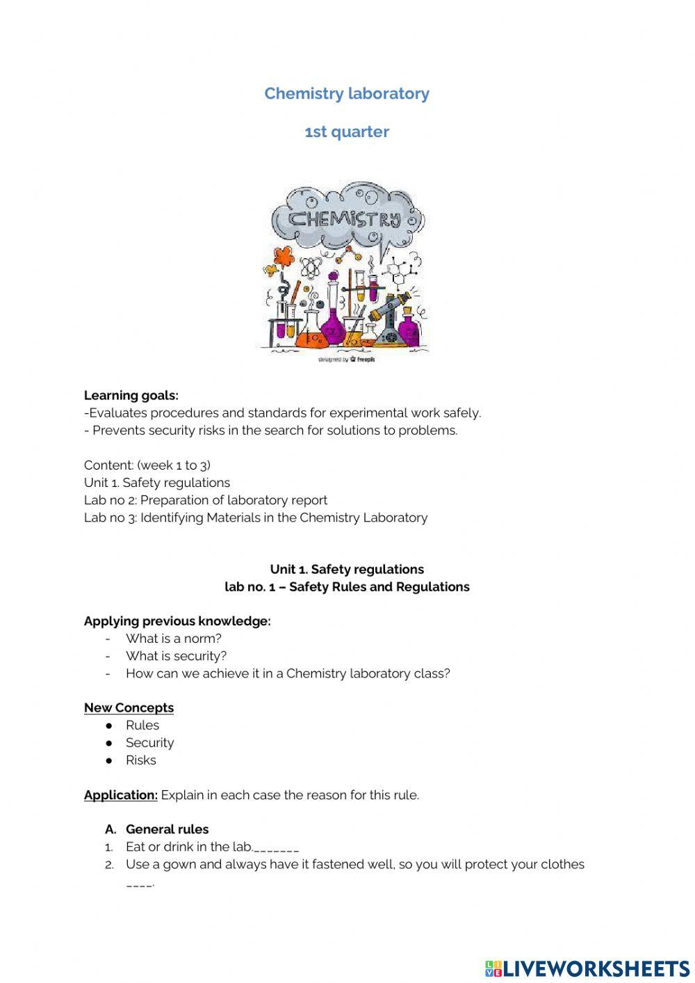 Lab lesson 1 (11th grade) worksheet | Live Worksheets