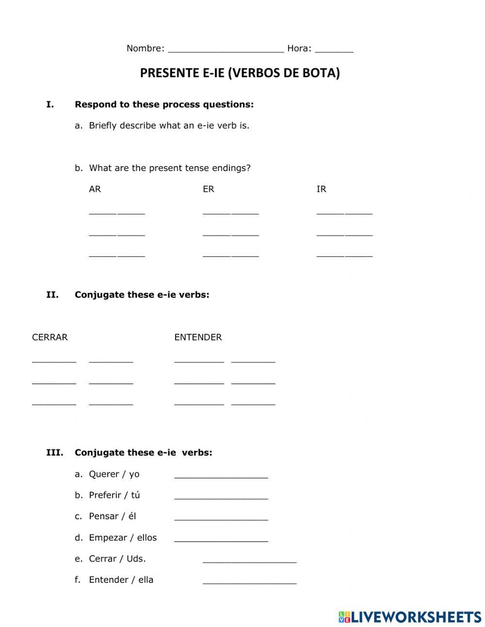 Presente (E-IE) online exercise for | Live Worksheets