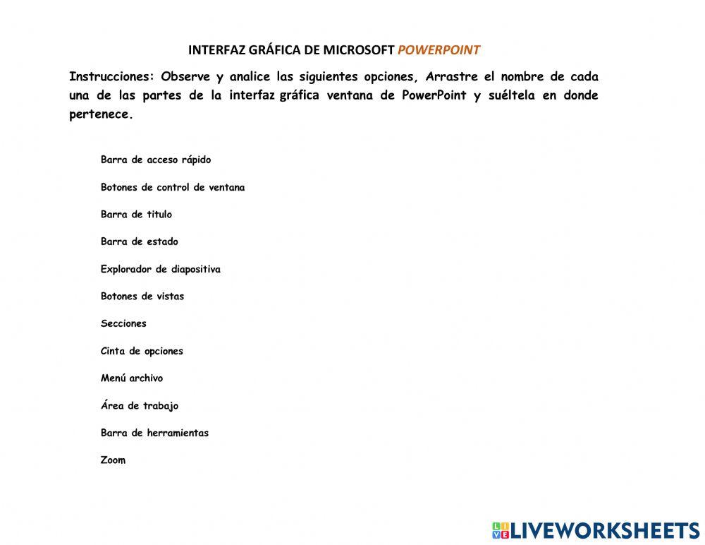 Interfaz gráfic… | Free Interactive Worksheets | 2128691