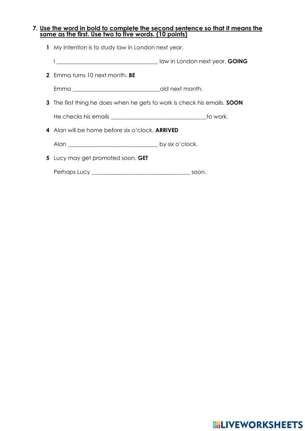 Progress Test 3 | Live Worksheets