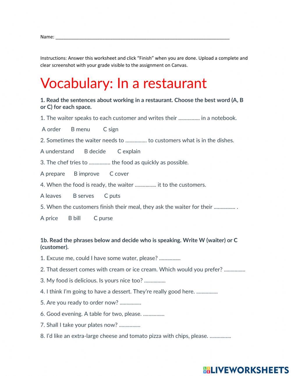 CAFE ENG II KEY ACTIVITY STARTER online exercise for | Live Worksheets