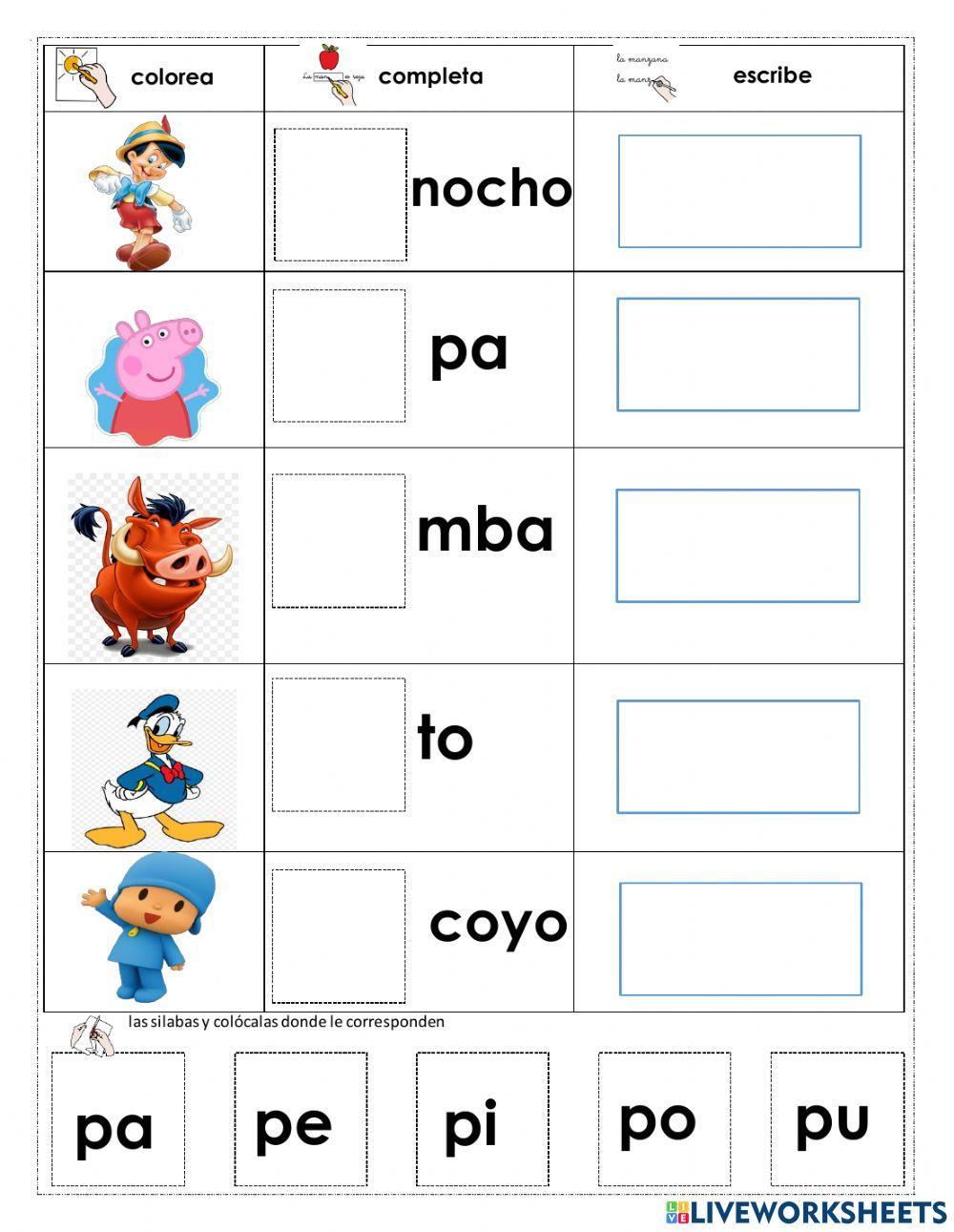 Silaba P | Free Interactive Worksheets | 2108368
