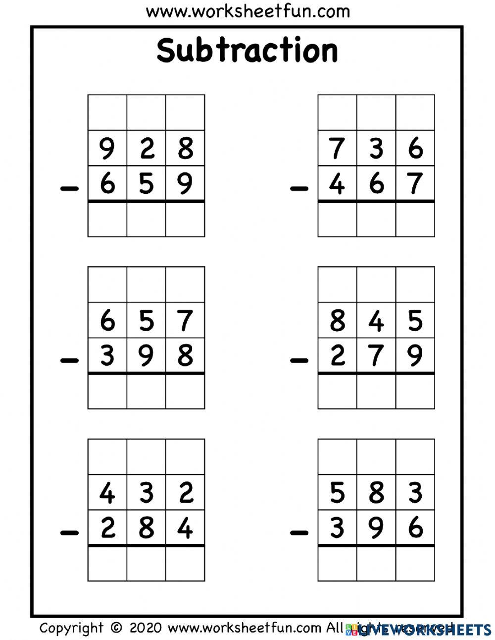Subtraction with Regrouping interactive worksheet for 2 | Live Worksheets