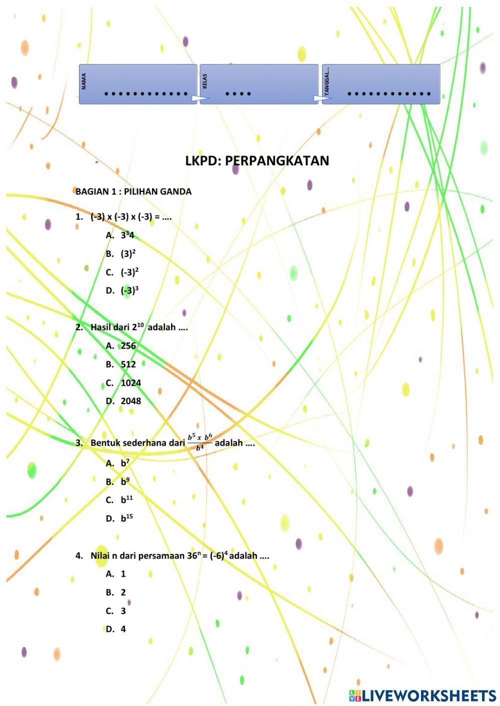 Perpangkatan interactive activity | Live Worksheets