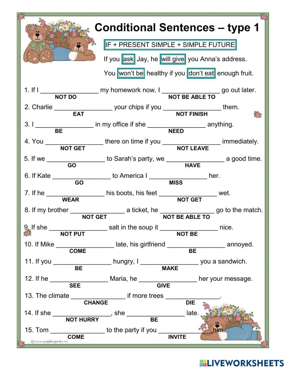 Conditional type 1 online exercise for | Live Worksheets
