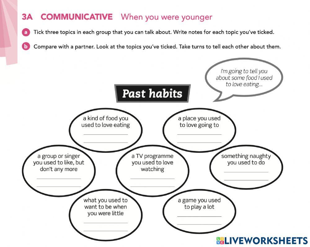 Warm Up Act Talking About Past Habits Worksheet Live Worksheets