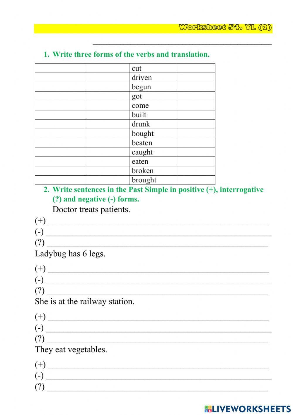 Worksheet 54 YL(2) worksheet | Live Worksheets