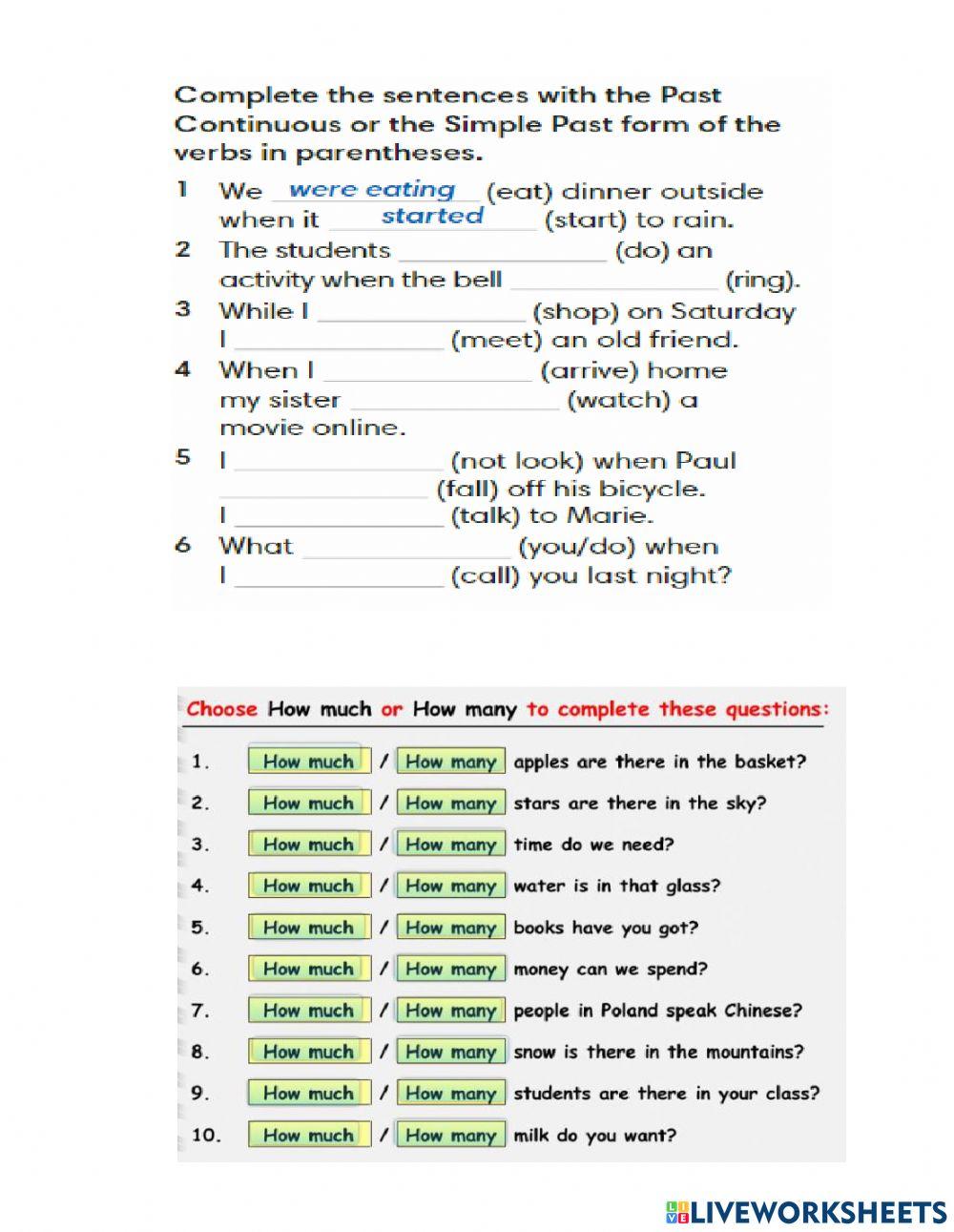 Inglish test worksheet | Live Worksheets
