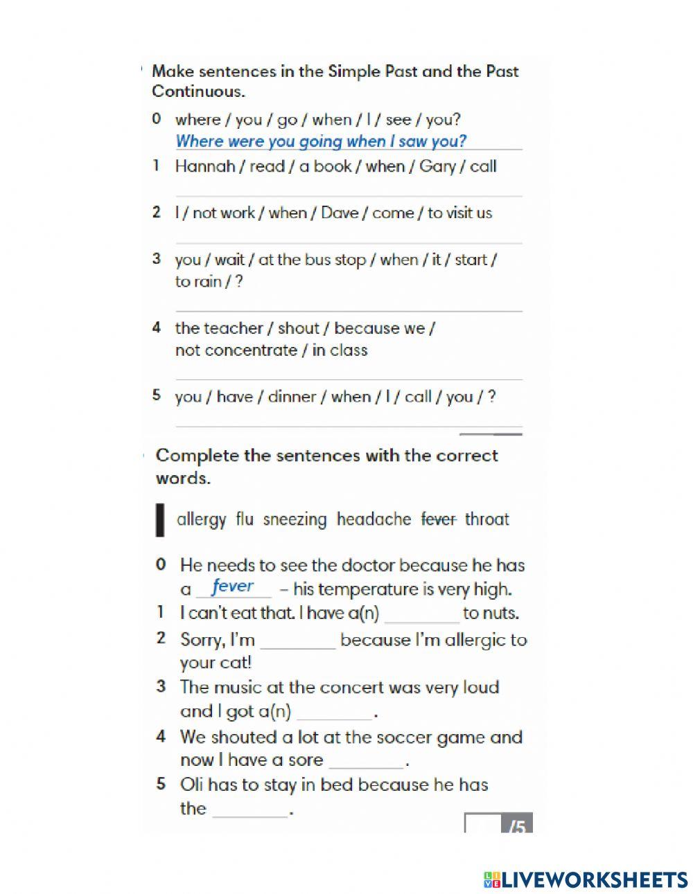 Inglish test worksheet | Live Worksheets