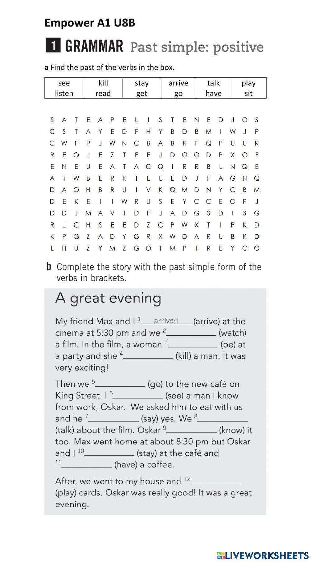 Empower A1 U8B worksheet | Live Worksheets