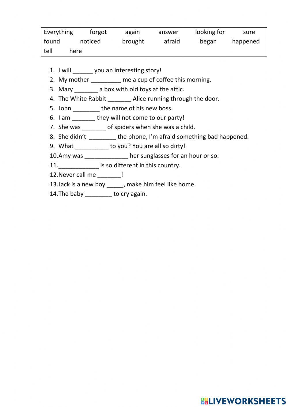 Vocabulary online exercise for 5 | Live Worksheets