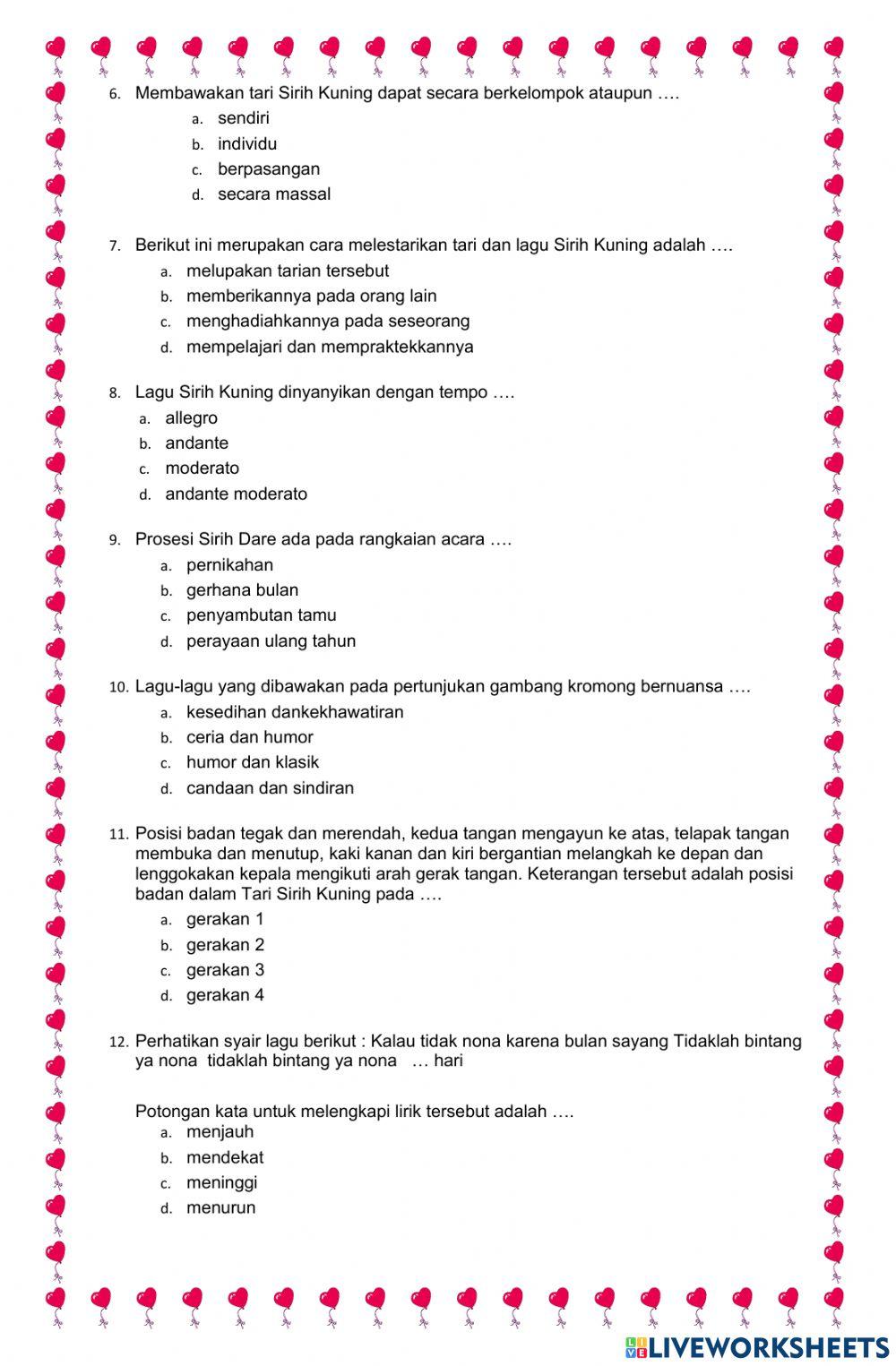 Ulangan PLBJ worksheet | Live Worksheets