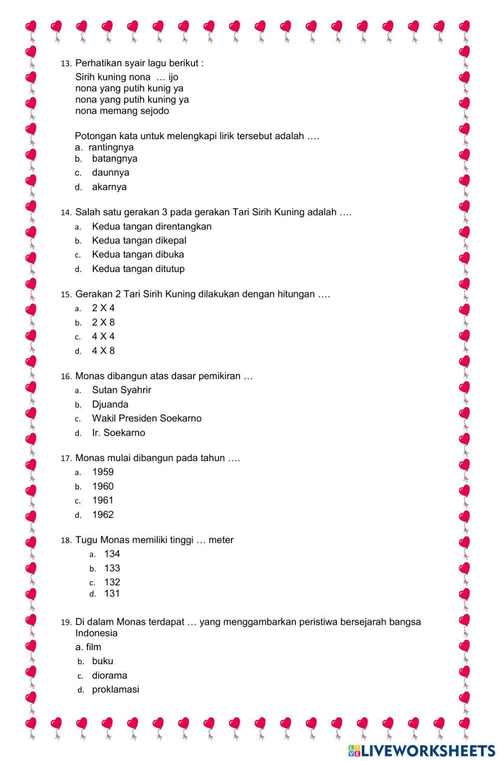 Ulangan PLBJ worksheet | Live Worksheets