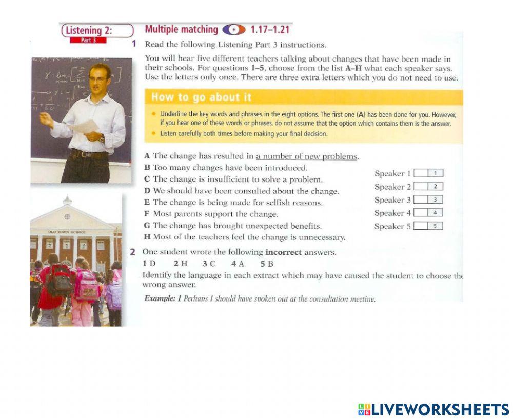 Changes online exercise for fce | Live Worksheets