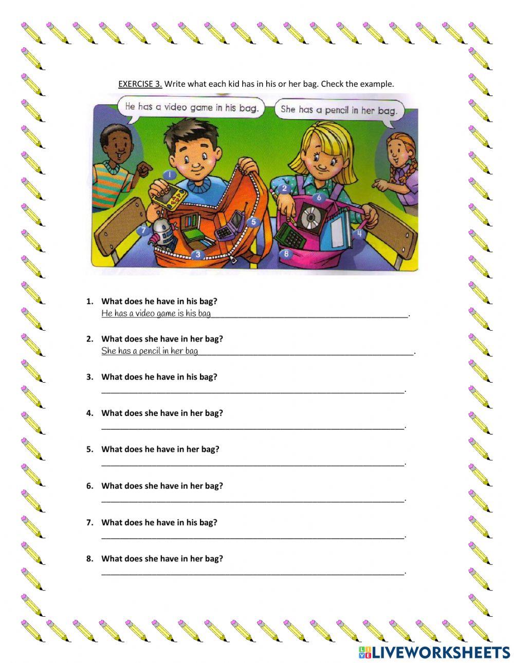 Practice with the verb has worksheet | Live Worksheets