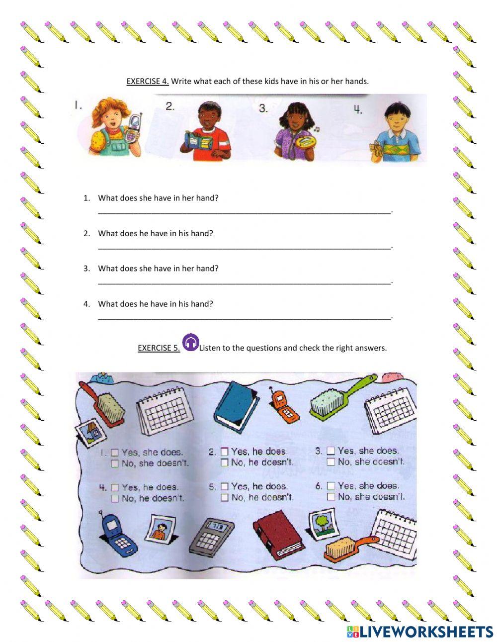 Practice with the verb has worksheet | Live Worksheets