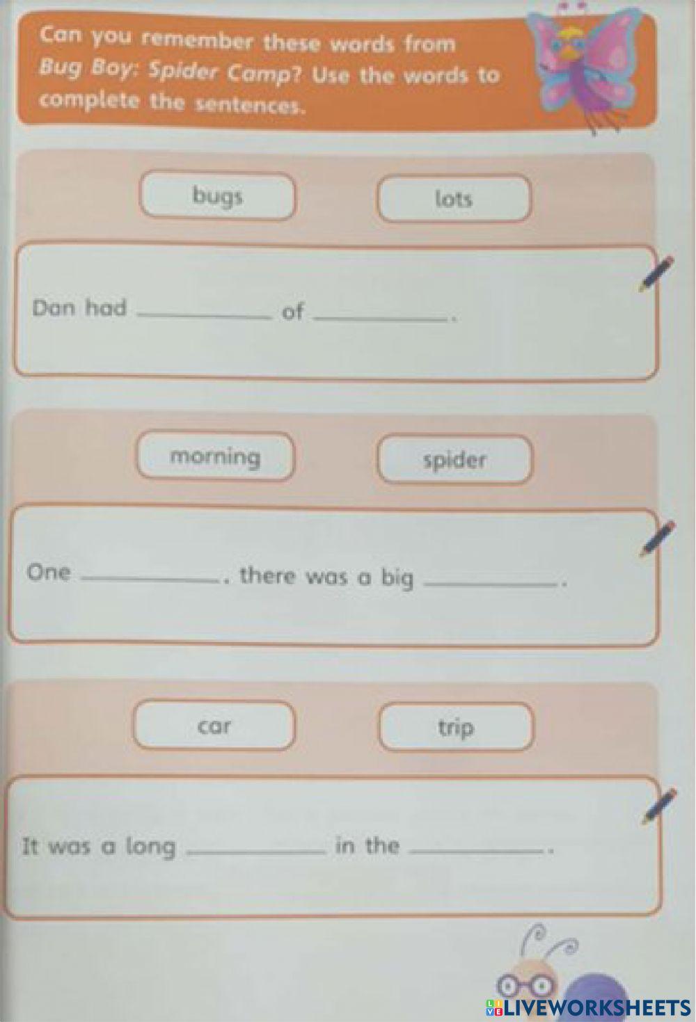 Spider camps worksheet | Live Worksheets