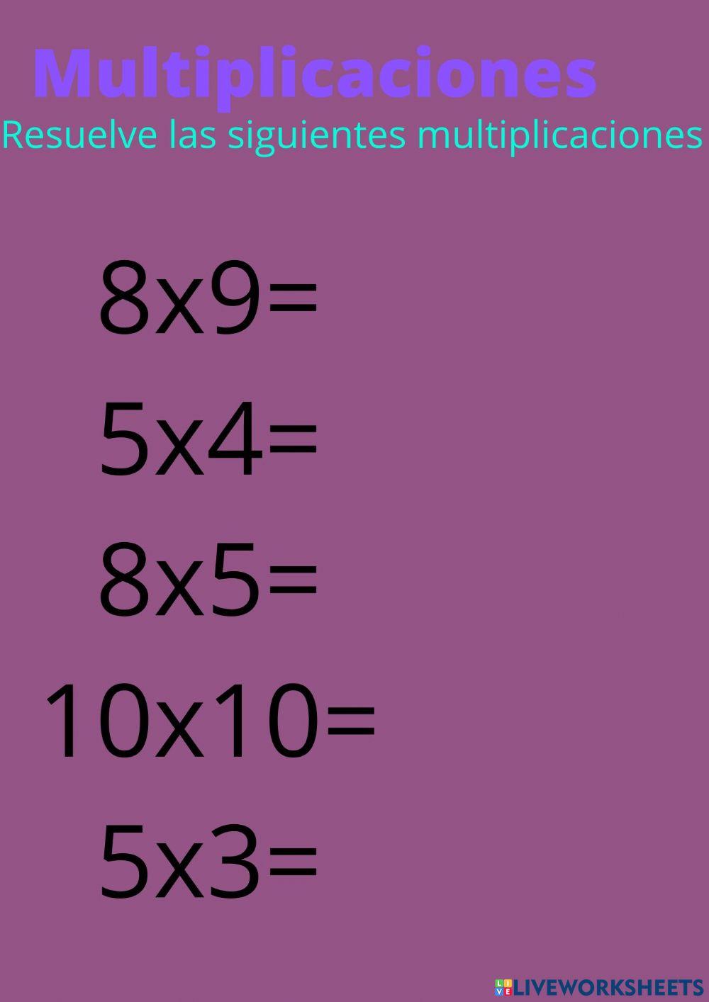 Multiplicaciones online exercise for segundo de primaria a 5 de ...