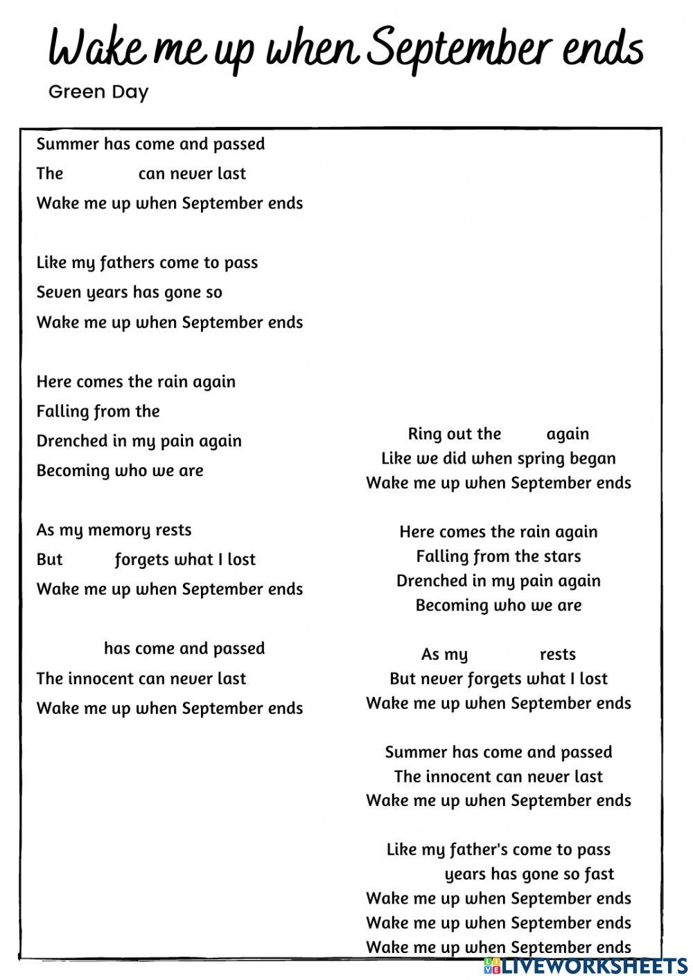 2130502 | Wake me up when September ends | maysasf