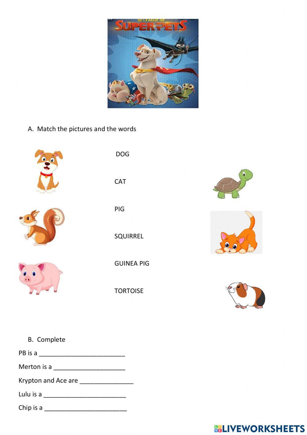 League of super pets worksheet | Live Worksheets