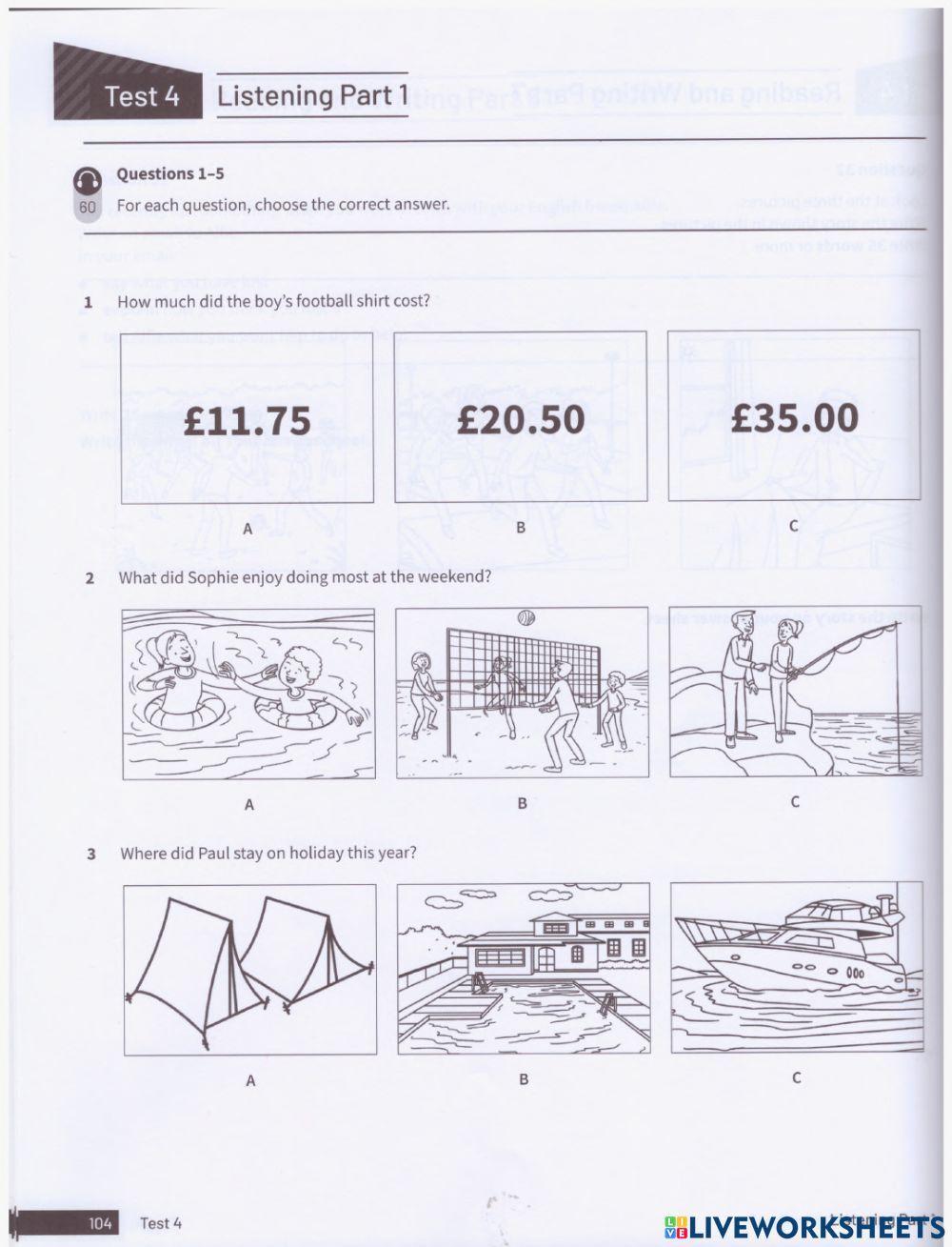 4-Listening-Tes… | Free Interactive Worksheets | 2108600