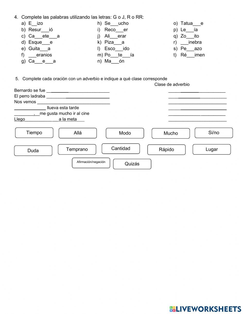 Repaso Lenguaje Bloque III interactive worksheet | Live Worksheets