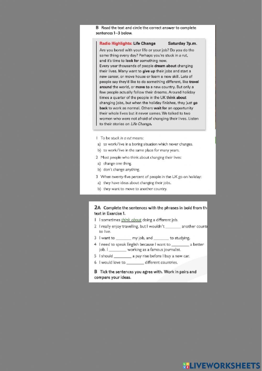 Changes online activity for interm | Live Worksheets
