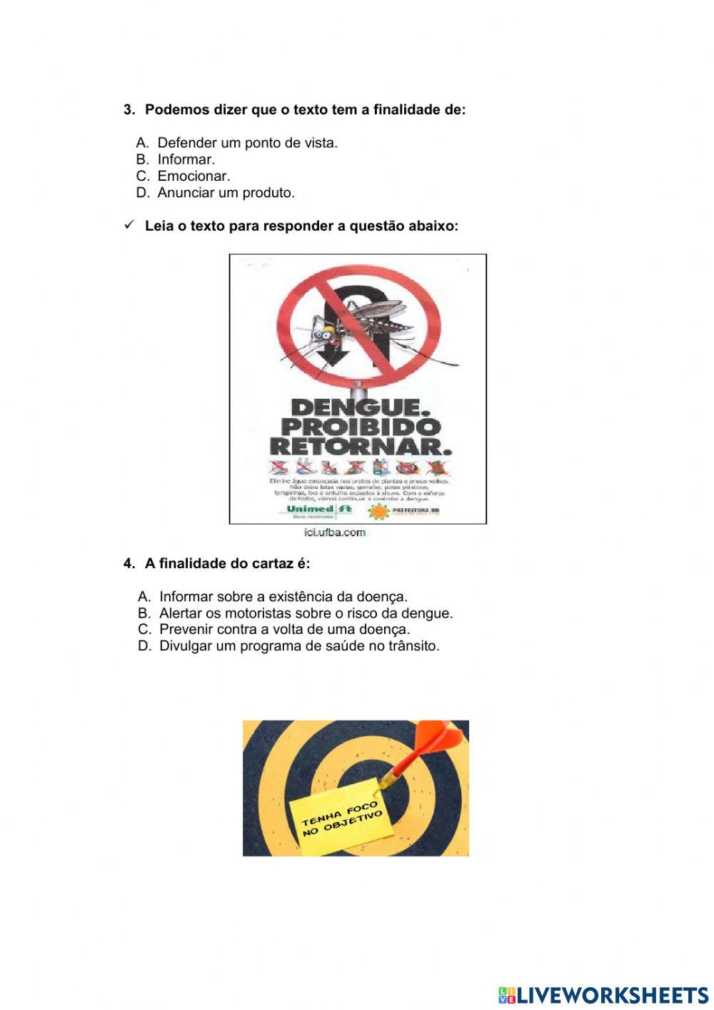 Identificar textos de diferentes gêneros. worksheet | Live Worksheets