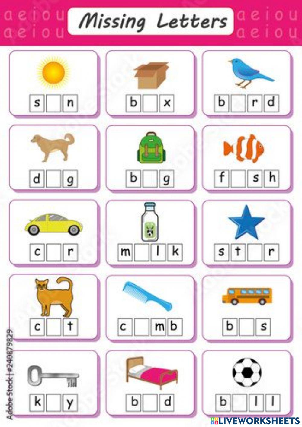 vowel letters online exercise for | Live Worksheets