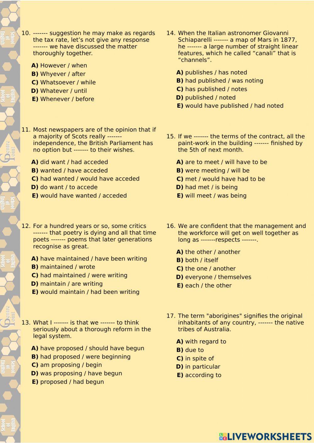 advanced grammar 2 online exercise for | Live Worksheets