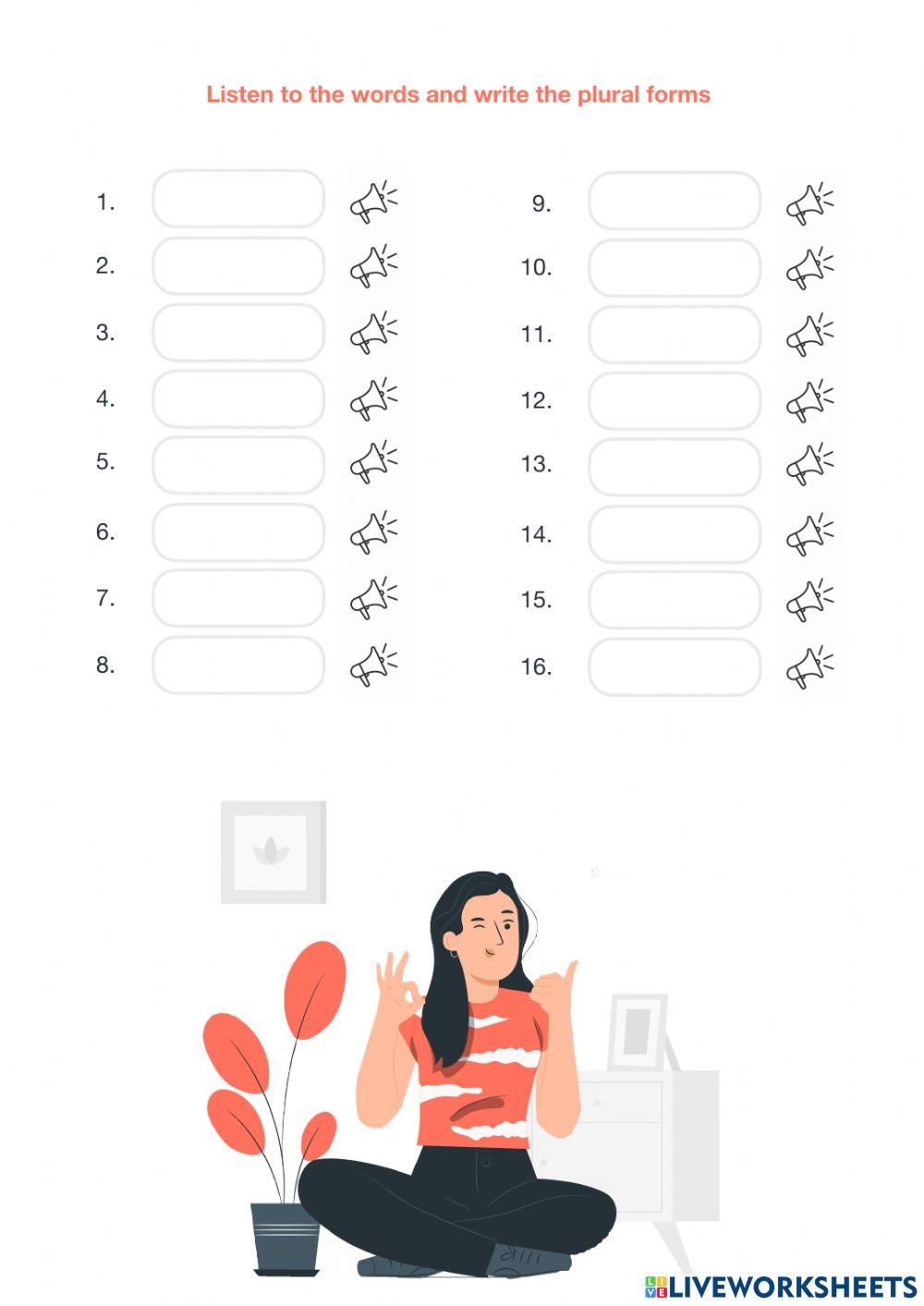Plural singular exercise | Live Worksheets