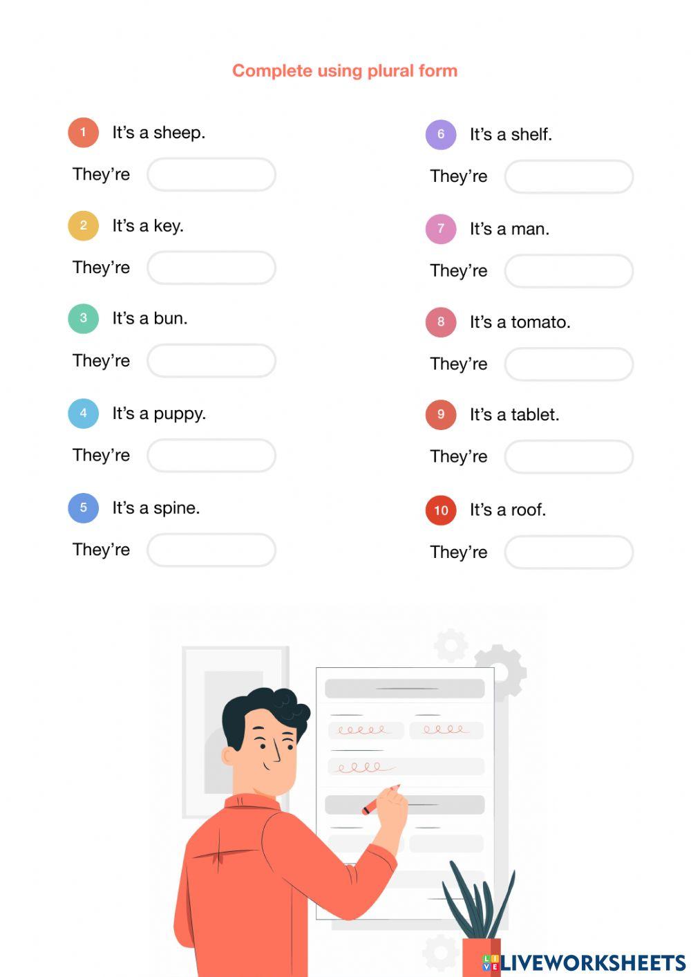 Plural singular exercise | Live Worksheets