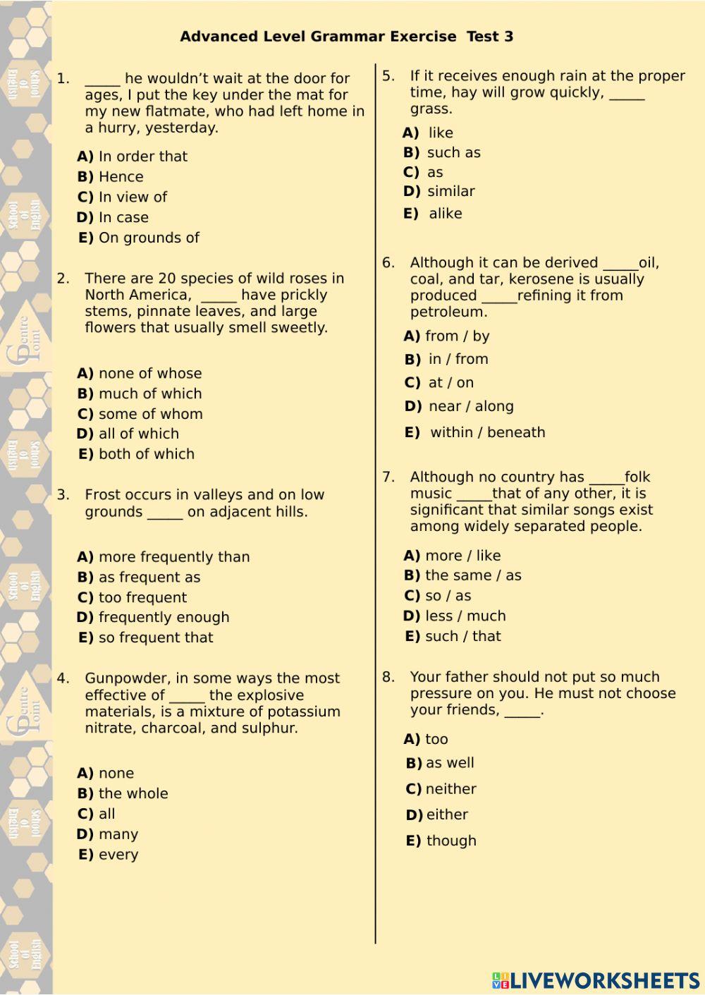 ADVANCED GRAMMA… | Free Interactive Worksheets | 5350987