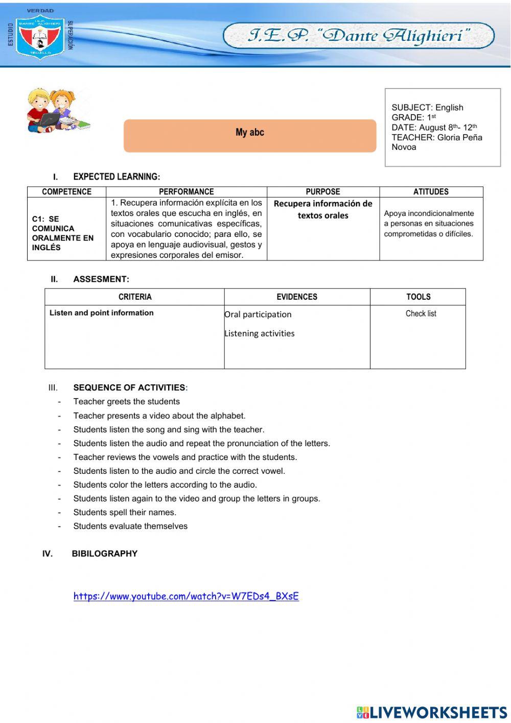 My abc worksheet | Live Worksheets