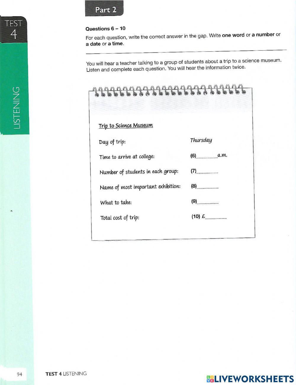 4-Listening-Tes… | Free Interactive Worksheets | 2109811