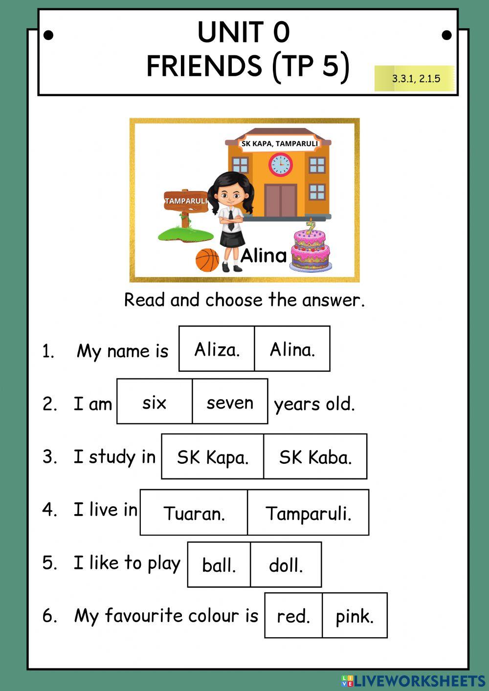 UNIT 0 - FRIENDS TP5 online exercise for | Live Worksheets