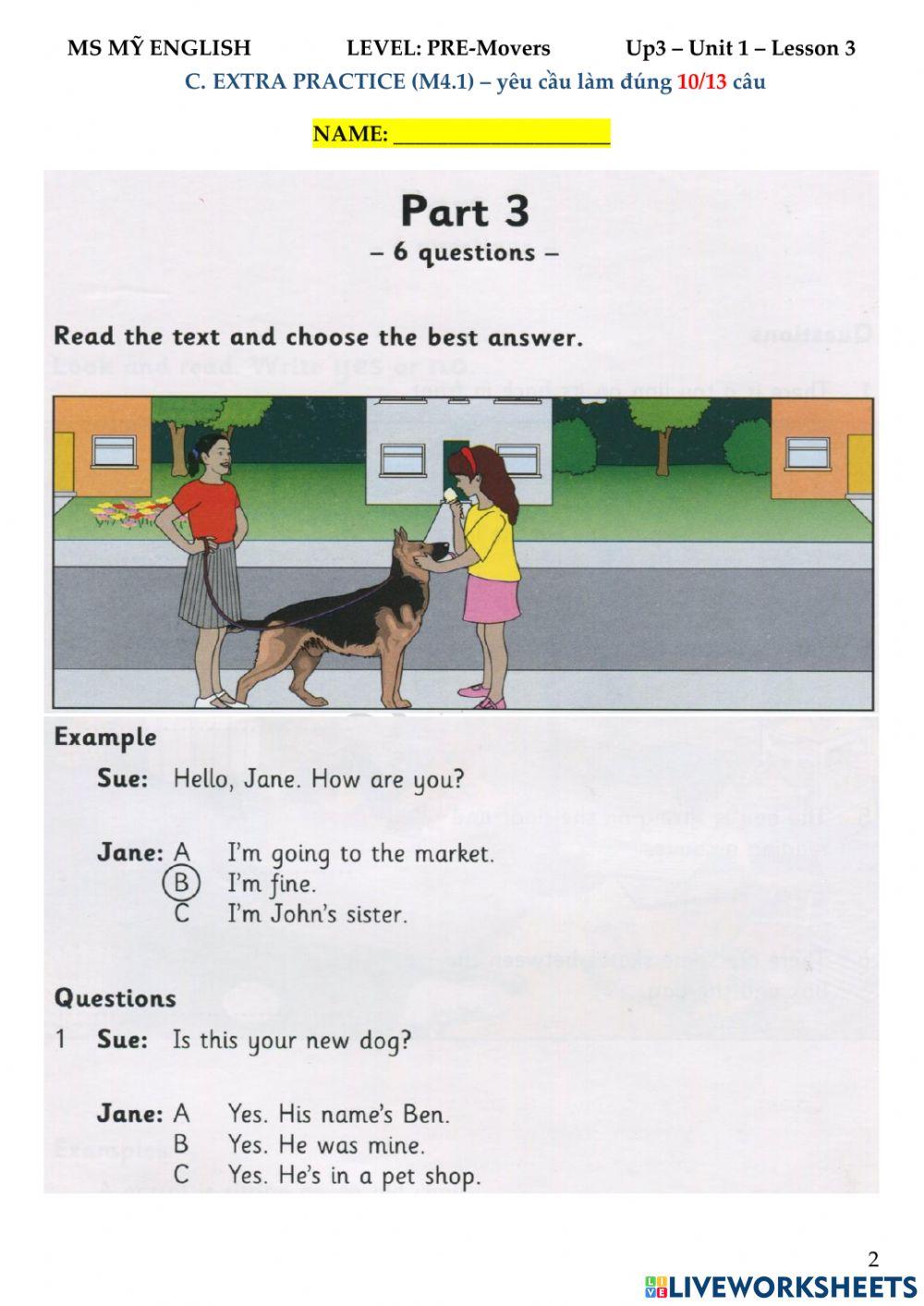 Up3 - Unit 1 - Lesson 4 worksheet | Live Worksheets