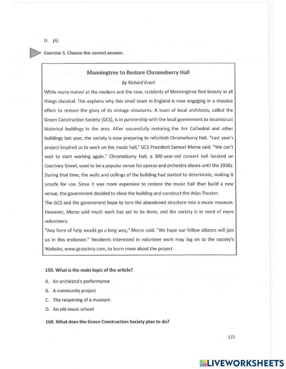 Unit 6-reading interactive worksheet | Live Worksheets