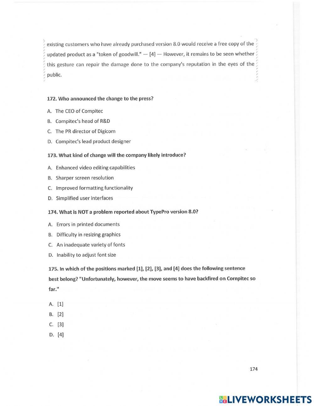 Unit 6-reading interactive worksheet | Live Worksheets