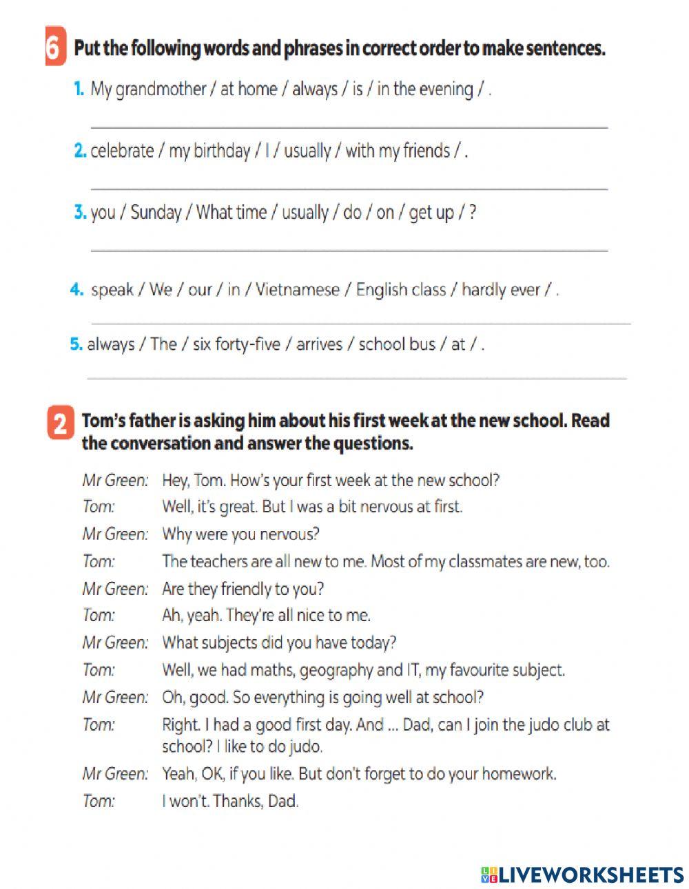 G6-test 1 + sbt t5+6 worksheet | Live Worksheets