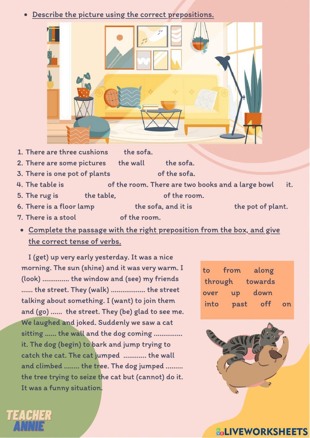 Preposition online exercise for Grade 6 | Live Worksheets