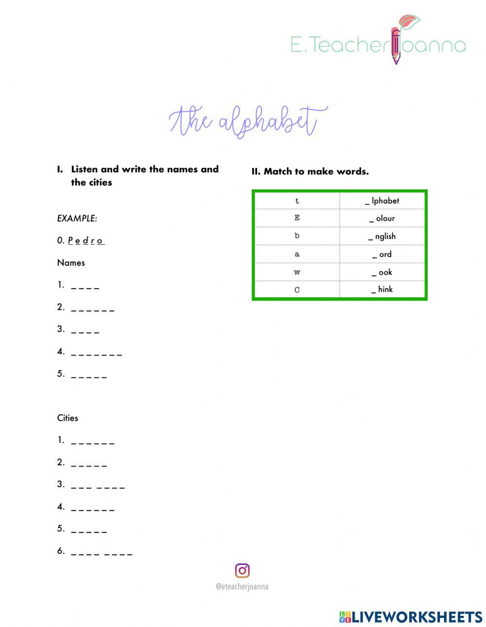 The alphabet 2110406 | Joanna Jaramillo | LiveWorksheets
