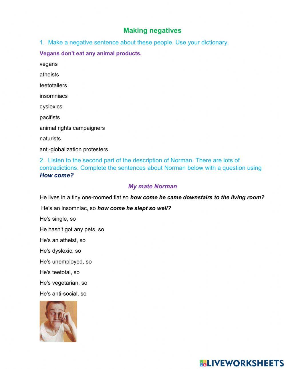 Making negatives online exercise for | Live Worksheets