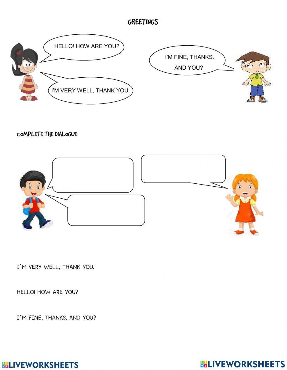 Conversation online exercise for 3 | Live Worksheets