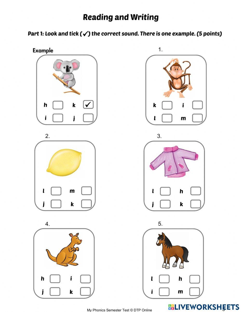 FINAL TEST MY PHONICS 1 PART B online exercise for | Live Worksheets