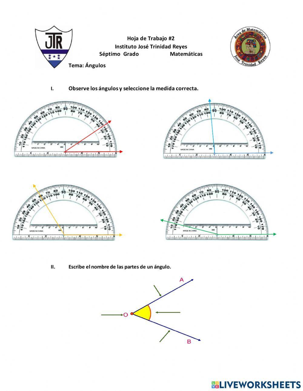 Ángulos 7mo gra… | Free Interactive Worksheets | 2111694